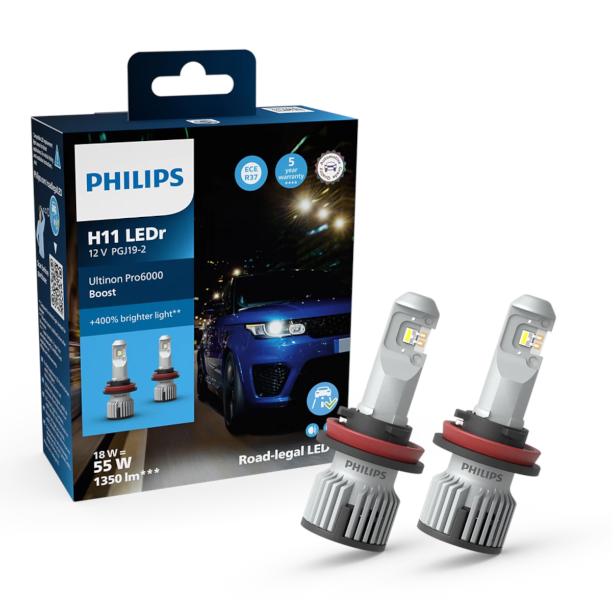 Philips Ultinon Pro6000 Boost H11 LEDr +400% ECE mit Zulassung für alle ...